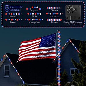 Meonum Solar Halloween Rope Lights Outdoor, 33ft 100 LED Rope Lights Waterproof, PVC Tube Fairy String Lights with 8 Modes for Halloween Night Party Garden Tree Decor (Red Blue White, 2 Pack)