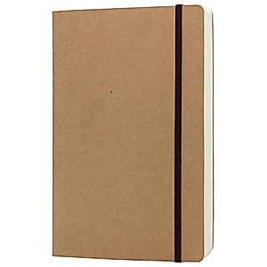 CooLeathor A5 Blank Notebook - 5.8 x 8.25 Inches Hard Kraft Cover Sketch Book with Elastic Closure, 80 Sheets / 160 Pages, Thick 100gsm Paper, Great for Sketching, Writing and Journal Refill