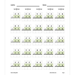 Channie’s One Page A Day Workbook, Double Digit Math Practice Worksheets, Total 100 Pages Front & Back (50 Sheets) in 2-Pack Set, Grades 1st, 2nd & 3rd, Size 8.5” x 11” (2 Pack)