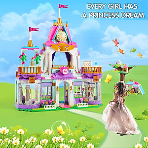 Girls Princess Castle Building Blocks , 667Pcs Dream Castle Building Blocks Toys Pink Palace,Creative Roleplay Toys Birthday Gifts with Storage Box for Kids Girls 6 7 8 9 10 11 12 Years Old