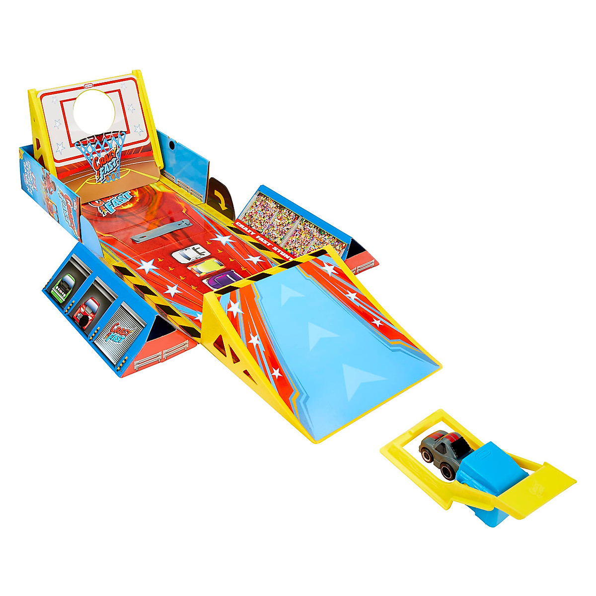 Little Tikes® My First Cars™ Crazy Fast™ 4-in-1 Dunk’n, Stunt’n, Game’n Set with one Exclusive Pullback Toy Car Vehicle, Goes up to 50ft!