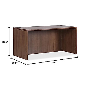 Lorell Essentials Desk Shell, Walnut Laminate