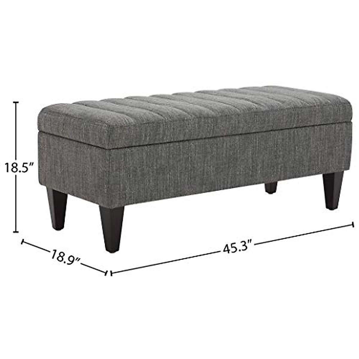 Amazon Brand – Rivet Maple Channel Tufted Upholstered Rectangular Storage Ottoman with a Soft-Close Hinge, 45.3"W, Dark Grey