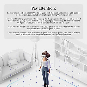 Tyralel Link Cable Compatible with Oculus Quest 3/Quest 2,High Speed PC Data Transfer, USB 3.0 to USB C Cable for VR Headset and Gaming PC (16FT)