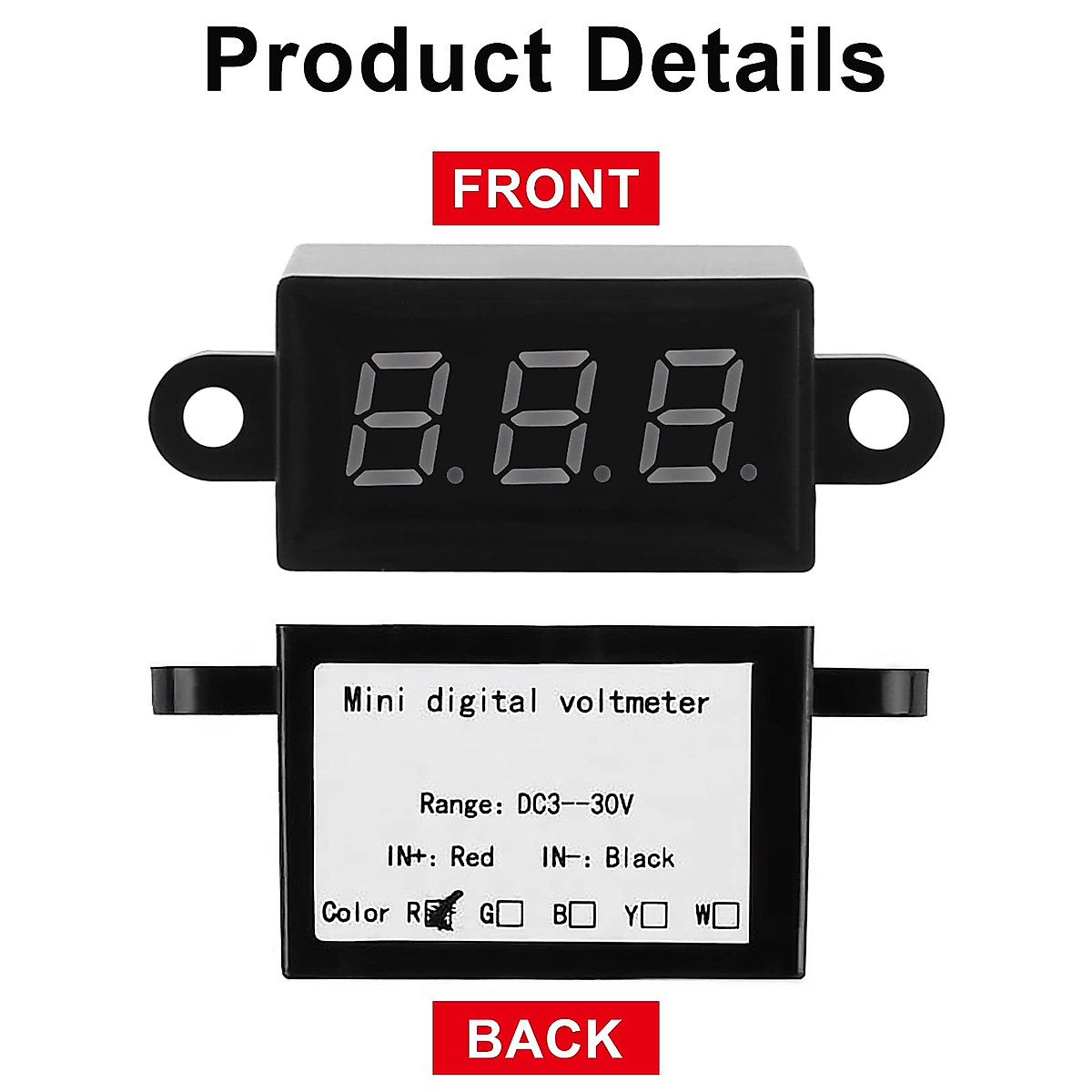 4pcs Mini Digital DC Voltmeter 0.28 Inch Two-Wire DC 3.0V-30V Digital Voltmeter Waterproof Dustproof and Drop Resistant Voltmeter Display Voltage Tester Meter (Red)