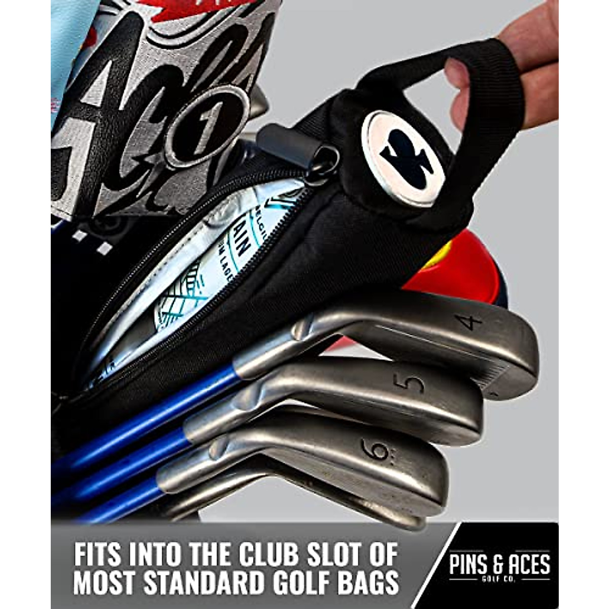 Pins & Aces Beer Sleeve 7-Can Insulated Cooler Sleeve - Stores Up to 7 Cans Discreetly in Your Golf Bag - Keeps Canned Beverages Cold While On The Golf Course - Fits in Most Golf Bags Styles & Types