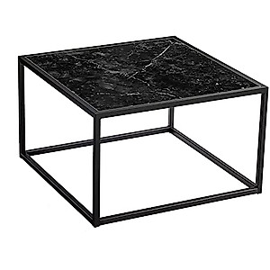 SAYGOER Black Coffee Table Small Square Coffee Tables Simple Modern Center Table for Living Room Home Office 27.6 * 27.6 * 15.7Inch, Easy Assembly, Black Faux Marble