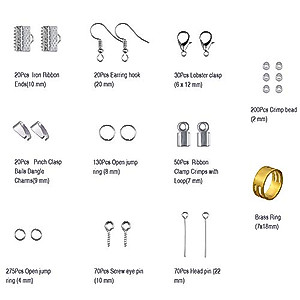 PP OPOUNT Jewelry Findings Set Jewelry Making Kit Jewelry Findings Starter Kit Jewelry Beading Making and Repair Tools Kit Pliers Silver Beads Wire Starter Tool