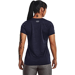Under Armour Women's Tech Twist T-Shirt, (410) Midnight Navy/Cadet/Metallic Silver, Medium