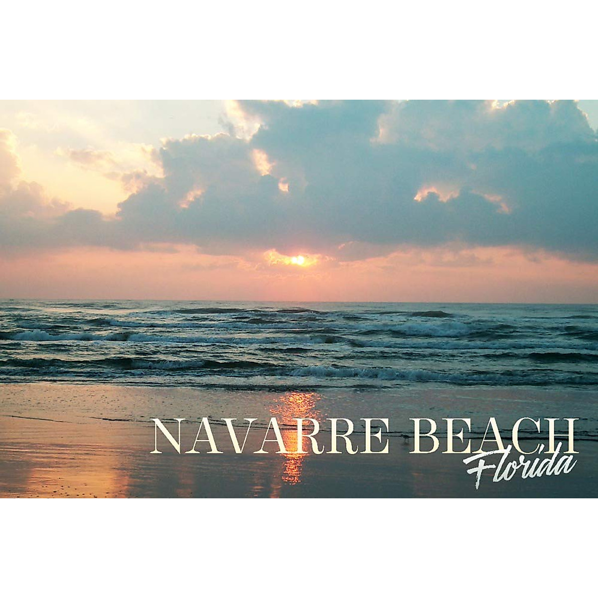 Lantern Press Navarre Beach, Florida, Ocean at Dawn (12x18 Art Print, Travel Poster Wall Decor)