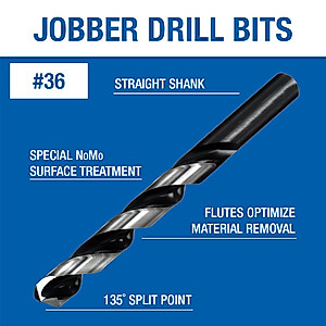 Champion Cutting Tool XL5-36 Brute Platinum HD HSS Jobber Twist Drill 135-Degree Split Point, 12-Pack