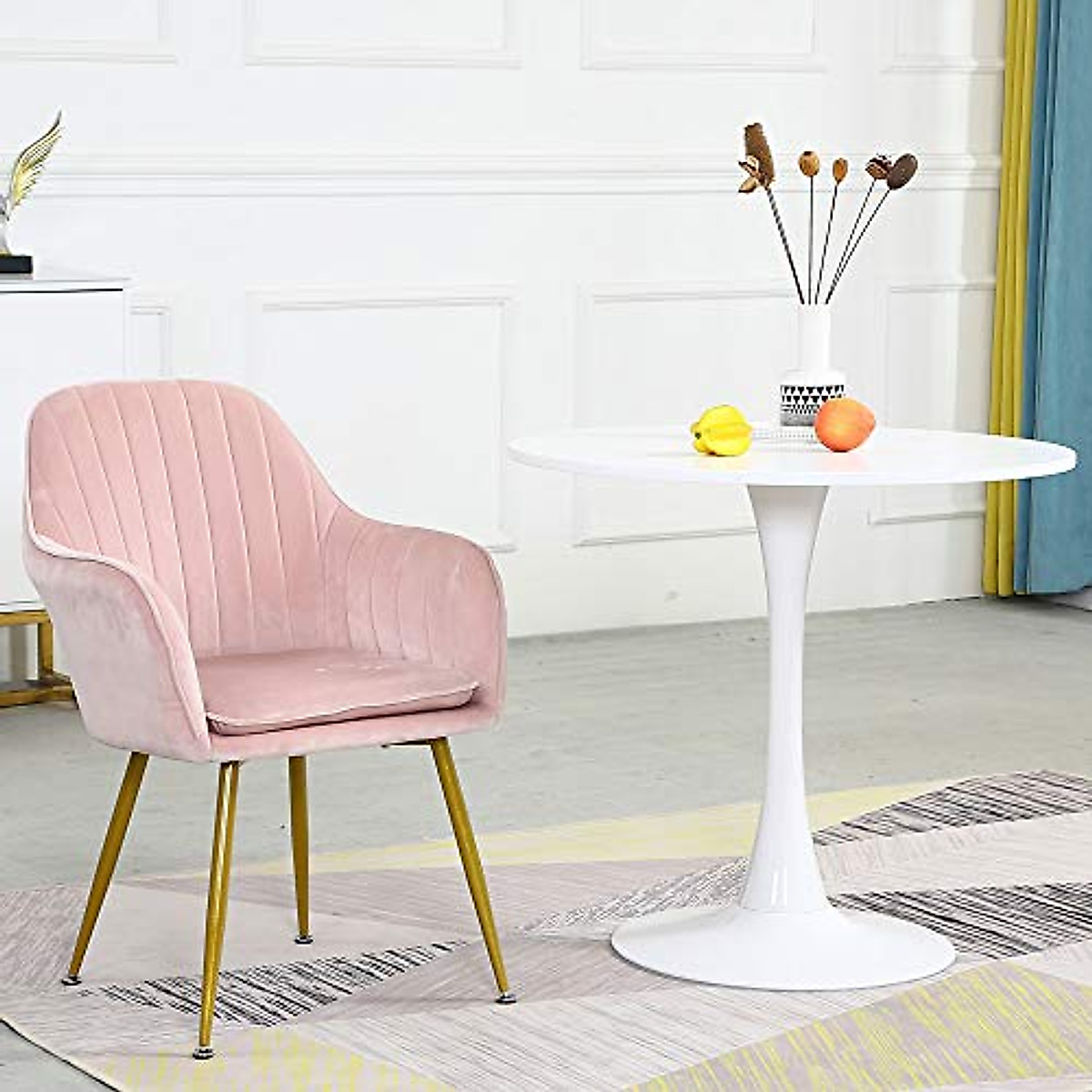 WENYU Round White Dining Table - Modern Dining Table Pedestal Dining Table for Small Space End Table Leisure Coffee Table Office Kitchen Table Dining Room Table, 31.5 Diameter