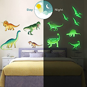 MESU Dinosaur Glow in The Dark Stickers Luminous Wall Decals Ceiling Decor for Boys Room Nursery Kids Gift Dinosaur