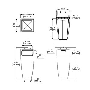 Mayne 8841-B Kobi Trash Can, Black