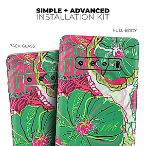 DesignSkinz Bright Pink and Green Flowers Protective Vinyl Decal Wrap Skin Cover Compatible with The Samsung Galaxy S20 (Screen Trim & Back Glass Skin)