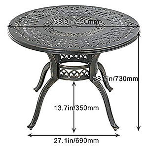 FDW Patio Table Outdoor Table Outdoor Dining Table Patio Dining Table Wrought Iron Weather Resistant Patio Furniture for Patio Outdoor Pool Balcony (Round)