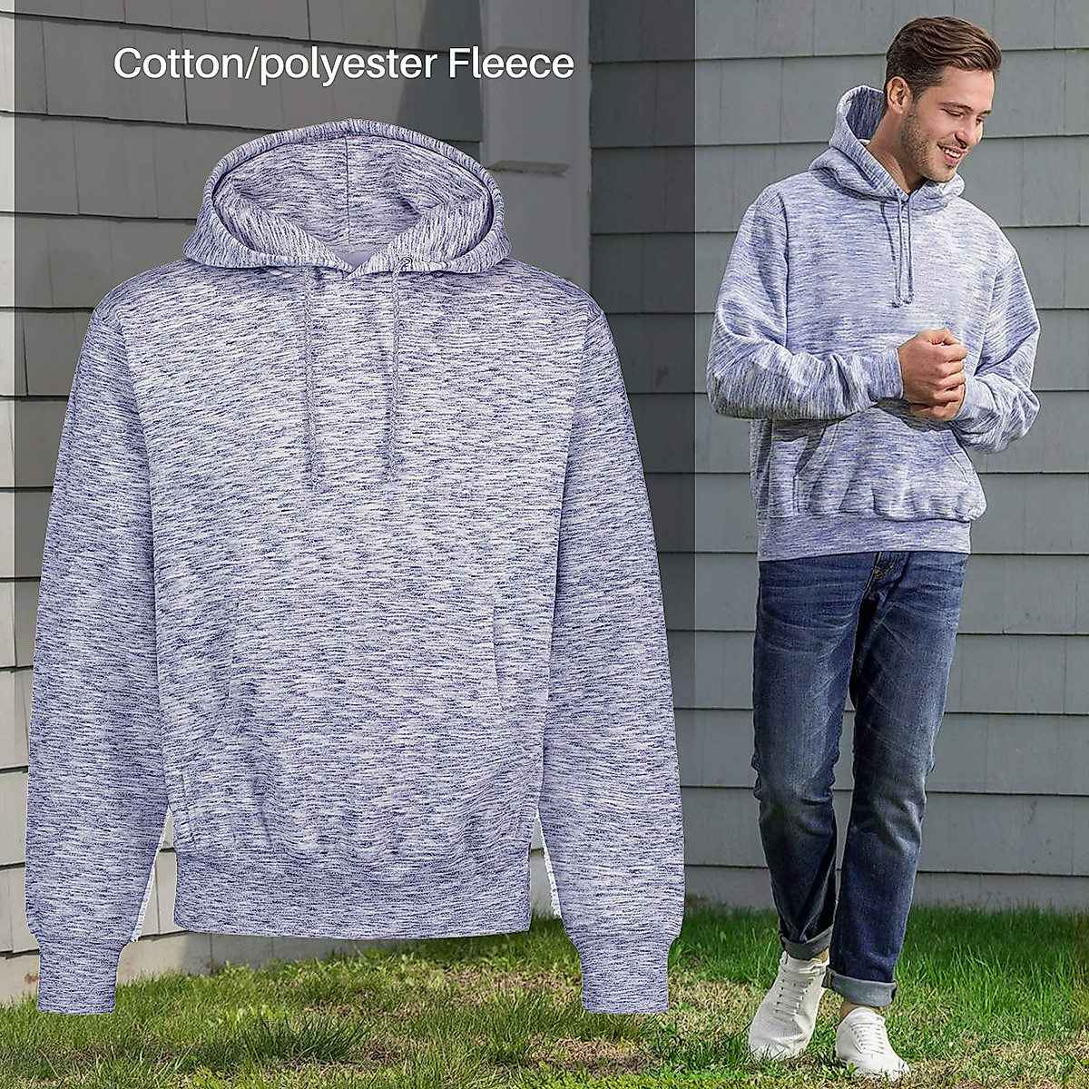 MV Sport Cool Fleece Hoodies for Men (Drawstring Hoodie Mens Sweatshirt) Mens Hoodies Pullover (Black, X-Large)