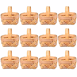 UPKOCH Woven Basket Woven Basket Wood Basket Bushel Basket 12pcs Manual Woven Baskets Wood Chip Storage Baskets Mini Baskets Ornaments Berry Basket Mini Gift Basket Mini Gift Basket Baskets Bulk