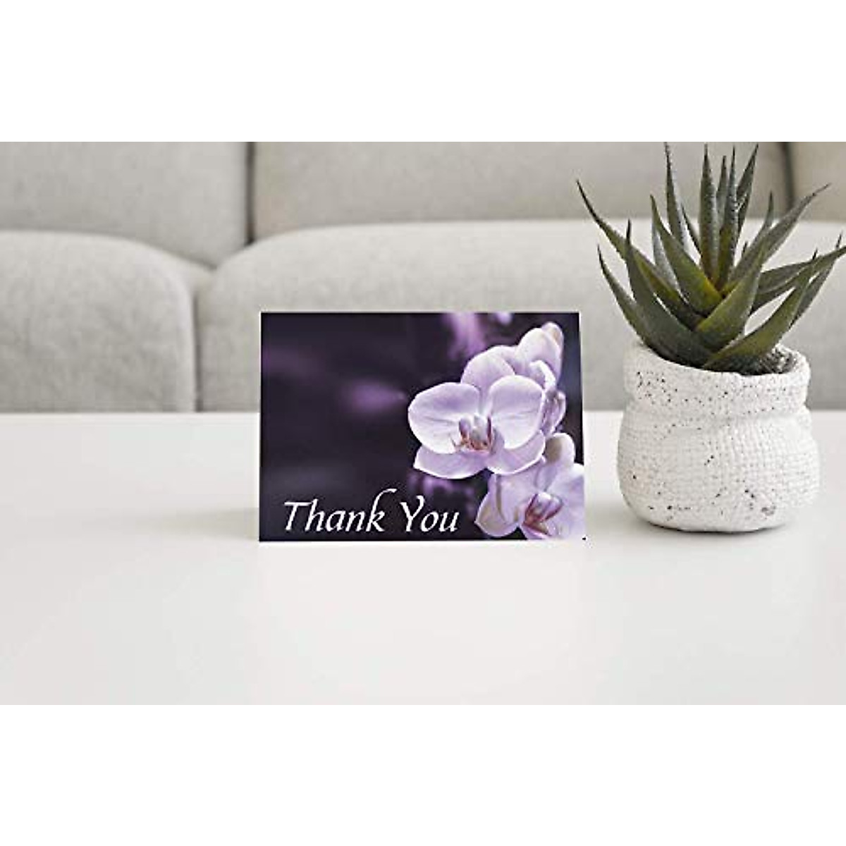 Funeral Thank You Cards - Sympathy Bereavement Thank You Cards With Envelopes - Message Inside (25, Purple Orchid)