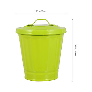iplusmile Trash Can with Lid, Wastebasket Trash Container Metal Utility Pail Desktop Table Garbage Waste Paper Trash Can for Classroom Green