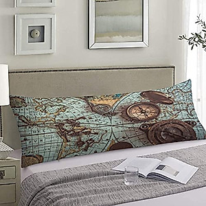 AIRMARK Body Pillow Cover,Antique Pirate Rare Items Collections Including Printed Long Pillow Cases Protector with Zipper Decor Soft Large Covers Cushion for Beding,Couch,Sofa,Home Gift 20"x54"