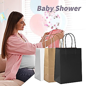 COGLARING 50Pcs 6.3x3.2x8.3 Gift Bags Kraft Paper Bag w/Handles Bulk Shopping Favor Bags