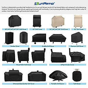 SunPatio Outdoor Heavy Duty Waterproof Grill Cover Compatible for Traeger 34 Series Wood Pellet Grill and Smoker, Texas and Z Grills, Full Length Barbecue Grill Cover, All Weather Protection, Black