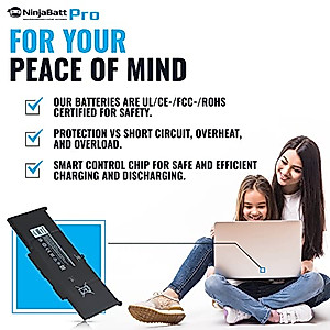 NinjaBatt Battery F3YGT for Dell Latitude 7480 7490 7280 7290 7380 7390 7000 12 13 14 Series DM3WC P29S002 P73G002 DM6WC 2X39G KG7VF 451-BBYE 453-BBCF - High Performance [7.6V/60Wh]