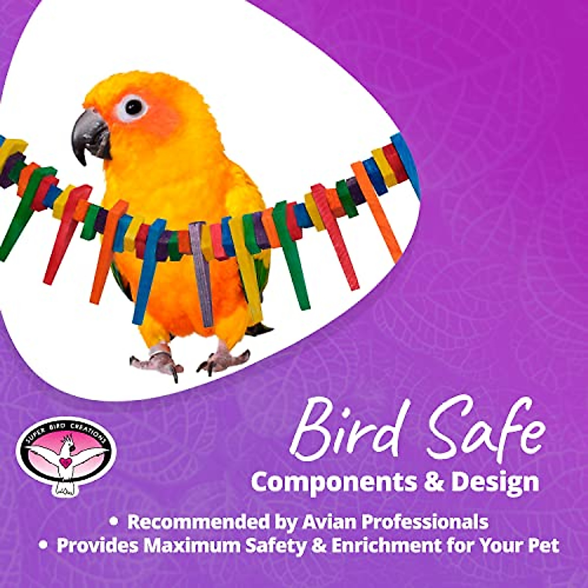 Super Bird Creations SB466 Mini Triangle Teaser Bird Toy, Medium Bird Size, 16" x 3" x 2"