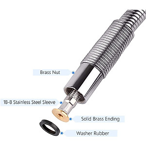 COOLWEST 44 Inch Pre-Rinse Hose Flexible Stainless Steel Hose with Heat Resistant Black Handle for Commercial Sink Faucet Dish Sprayer Hose Replacement Parts