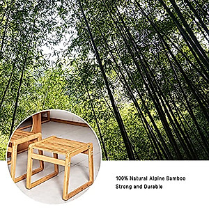 JIKUGO Bamboo Detachable Soft Square Chair - Dining Chair,Plain Bamboo Seat for Home and Kitchen(Wood Color)