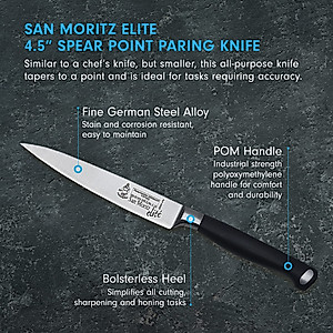 Messermeister San Moritz Elite Spear Point Paring Knife, Black, 4.5-Inch