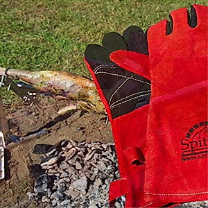 SpitJack Heat Resistant Fire Protection Fireplace Gloves for Grill, Welding, BBQ Cooking, Wood Stove, Oven, and Kitchen