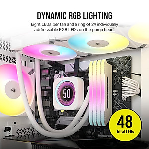 Corsair iCUE H150i Elite LCD XT Liquid CPU Cooler - IPS LCD Screen - Three AF120 RGB Elite Fans-360mm Radiator - Fits Intel® LGA 1700, AMD® AM5, & More - Included iCUE Commander CORE -White, 12 Volts