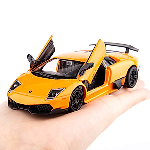 TGRCM-CZ 1/36 Scale Murcielago LP670-4 Casting Car Model, Zinc Alloy Toy Car for Kids, Pull Back Vehicles Toy Car for Toddlers Kids Boys Girls Gift (Yellow)