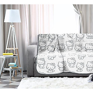 Hello Kitty White Kitties Plush Blanket - Measures 60 x 90 Inches, Kids Bedding - Super Soft Fleece Bedding