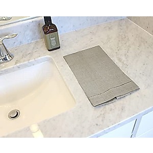 CleverDelights Natural Linen Hemstitched Hand Towels - 6 Pack - 14" x 22" - 100% Linen