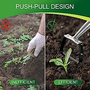 Walensee Mini Action Hoe for Weeding Stirrup Hoe Tools for Garden Hula-Ho with 14- Inch Scuffle Loop Hoe Gardening Weeder Cultivator, Sharp Durable Metal Handle Weeding Rake with Cushioned Grip, Grey
