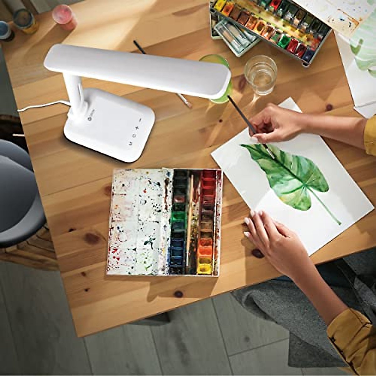 OttLite Slimline LED Desk Lamp – Touch Activated Controls, 3 Brightness Settings, ClearSun LED, Modern Design for Work, Office, or Dorm