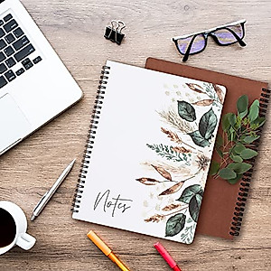 Aesthetic Spiral Notebook Journal For Women - Cute Dried Floral 10.5" x 8.5" College Ruled Notebook With Large Pockets And Lined Pages - Perfect to Stay Organized and Boost Productivity at Work or School
