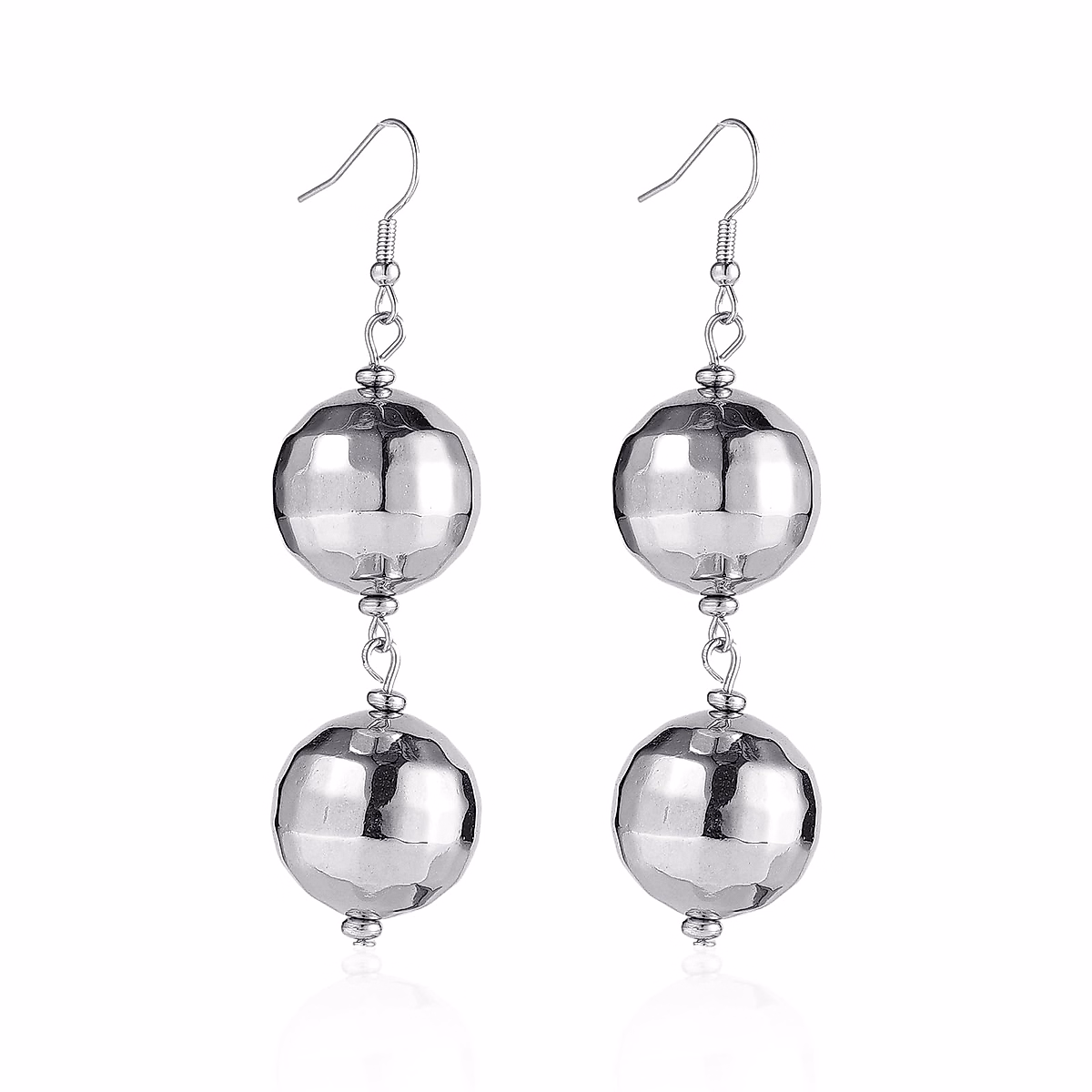 Disco Ball Earrings 60's 70's Silver Mirror Disco Ball Sunflower Pendant Ball Earrings Masquerade Costume Halloween Accessories- 2 silver