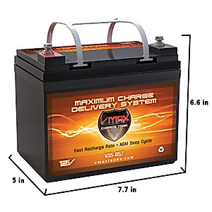 VMAXTANKS V35-857 12V 35AH AGM Marine Deep Cycle Battery for Berkley BTX25 - Saltwater Electric Trolling Motor (12V 35AH, GROUP U1, 7.7"x 5"x 6.1")