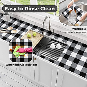 Shelf Liner for Kitchen Cabinets Non-Adhesive Drawer Liner Non-Slip Cabinet Liners Washable Thickened Mats for Cupboard, Tool Box, Shelves, Dorm Drawers, Pantry, 11.8In x 10FT, Black