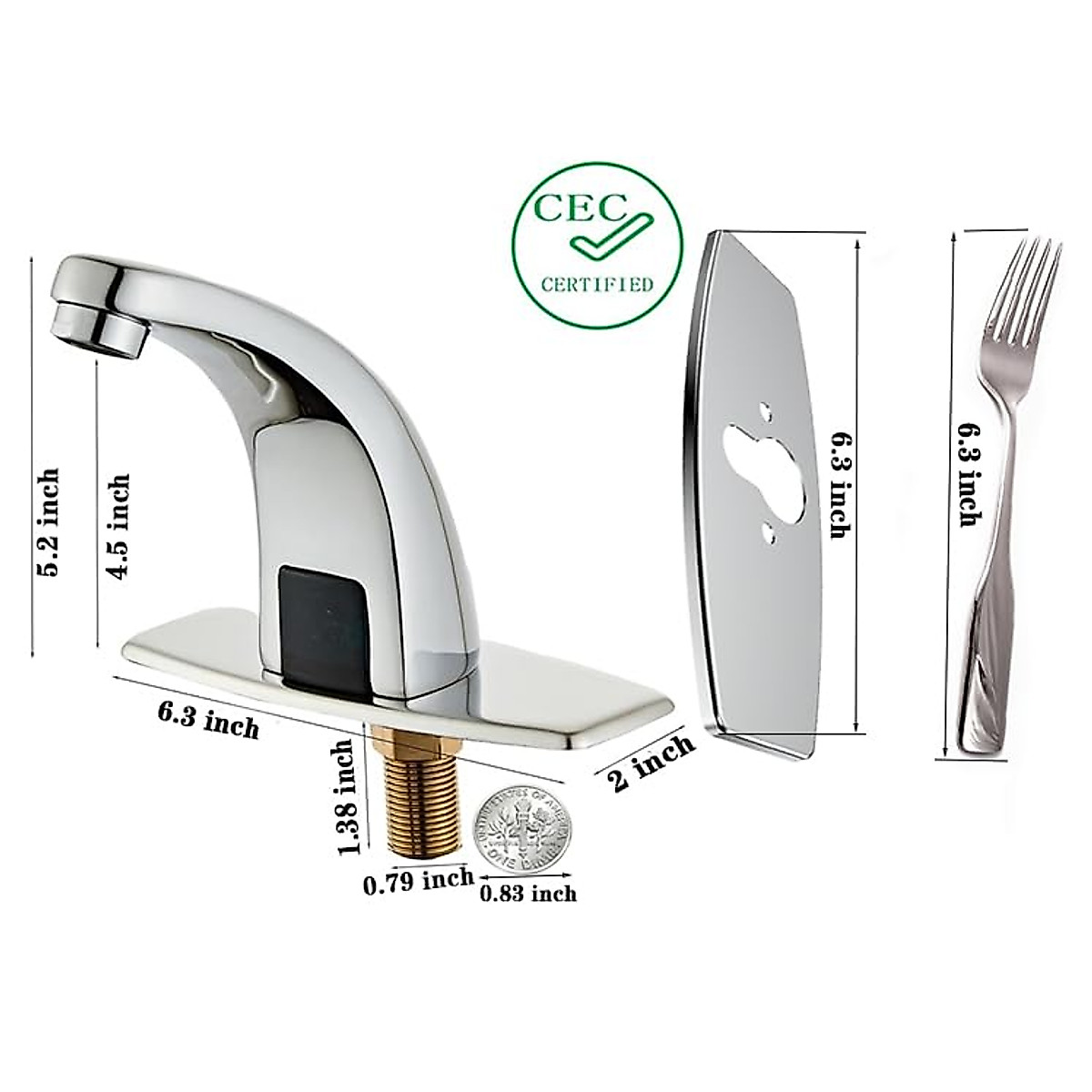 Halo Sanitary Touchless Bathroom Faucet Automatic Motion Sensor Faucet with Hole Cover Deck Plate Chrome