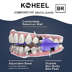 KOHEEL Adjustable Mouth Guard for Teeth Grinding and Clenching, No Boiling Night Guard, Stop Bruxism Dental Guard (2 Count)