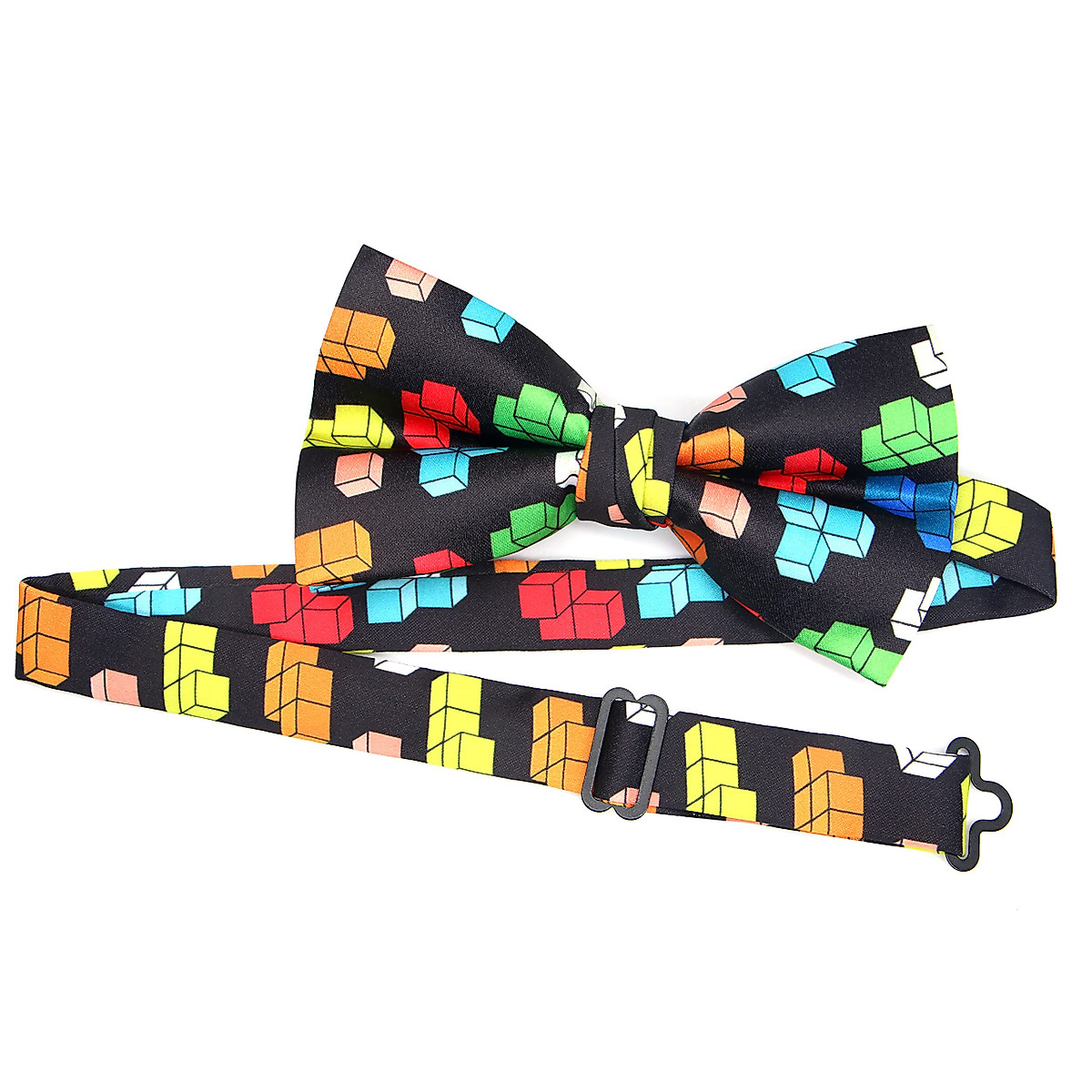 OCIA Holiday Pre-Tied Bowtie St Patricks Day Easter Clover Leaves Festival Fun Pattern Bow tie for Mens Blue Yellow Green Red Orange White Black (Cube)
