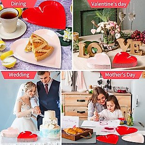 DYLIVeS Pink Heart Shaped Dessert Plates, 9'' Disposable Love Paper Plates Heart Party Decorations Heart Party Supplies for Graduation, Holiday, Wedding, Birthday Party, Bridal Shower (40 Count)