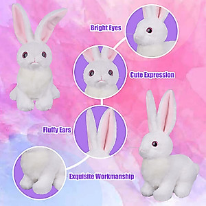 Marsjoy 12" White Easter Bunny Plush Toy, Soft Stuffed Animal Rabbit, Realistic Gift for Kids, Toddlers, Baby
