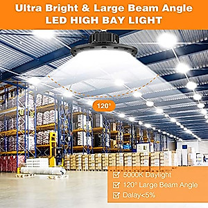 100W UFO LED High Bay Light 15000lm 5000K IP65 UL Approved 6' Cable with US Plug Alternative to 400W MH/HPS widely Used for Warehouse Shop Workshop Industrial Factory