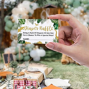 Diaper Raffle Sign & Cards, Dinosaur Themed For Baby Showers, Diaper Raffle Baby Shower Game Kit (1 Standing Sign + 50 Guessing Cards), Bring A Pack Of Diapers Game